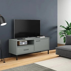 TV skříňka s kovovými nohami šedá masivní borové dřevo OSLO - Default Title
