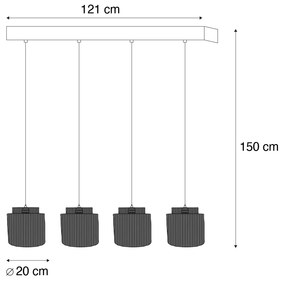 Závěsné svítidlo Japandi černé s hnědým lanem 4-světla - Smilla