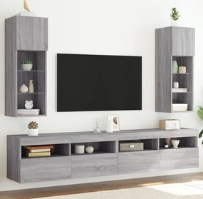 vidaXL TV skříňky s LED osvětlením 2 ks 30,5 x 30 x 90 cm [837008] Barva: šedá sonoma