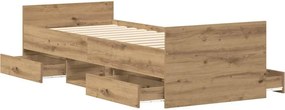 Rám postele bez matrace Řemeslnický dub Dřevěné konstrukce 3328795