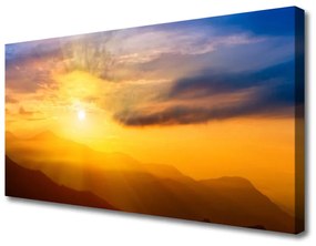 Obraz na plátně Hory Slunce Mraky Krajina 125x50 cm