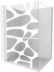 Mexen Kioto+, sprchová zástěna Walk-In s poličkou a věšákem 100 x 200 cm, 8mm čiré sklo bílý vzor, bílý profil, 800-100-121-20-97
