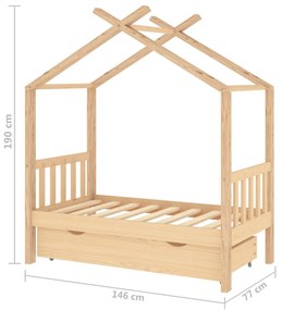 vidaXL Rám dětské postele se zásuvkou masivní borovice 70 x 140 cm