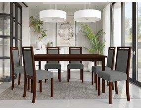 Rozkládací jídelní stůl se 6 židlemi AL03, Barva dřeva: bílá-L, Potah: 26x - Kronos 22