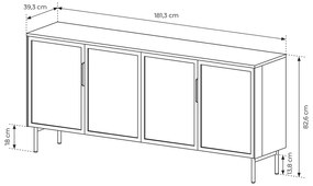 LUMI k | komoda 181 4D + LED | 181 cm | kašmír/zlatá