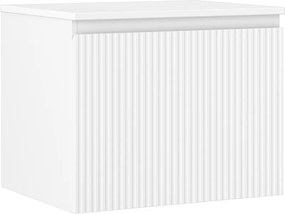 Mexen Rivel, koupelnová skříňka 60 cm s pracovní deskou, 1 zásuvka, drážkovaná, bílá matná, 91A20-06047-1-BFC01