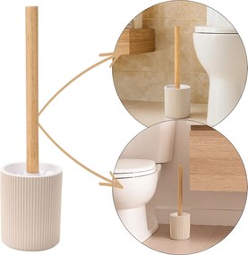 WC kartáč Peyton, béžová/s dřevěnými prvky