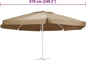 Náhradní potah na zahradní slunečník taupe 610 cm 312549