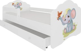Postel s matrací, zábranou a šuplíkem CASIMO ELEPHANT 140x70