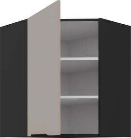 ARIA cb | horní kuchyňská skříňka 60x60 GN-72 1F (45°) rohová s policemi | 60x60 cm | černá/béžová