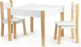 ECOTOYS Dětský dřevěný stůl s tabulí a dvěma židličkami