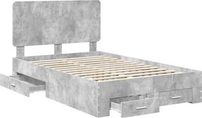 Rám postele s čelo Betonově šedá 135 x 190 cm Kompozitní dřevo 3412795