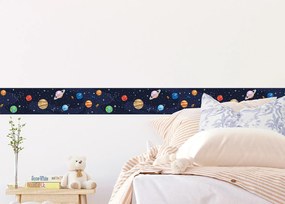 Dětská samolepící bordura na zeď Planety Ve Vesmíru | 5 m x 13.8 cm | DWBD8491