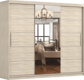 IDZ Šatní skříň ALBA I A se zrcadlem, 250 cm Barva dřeva: Dub Artisan + Černá