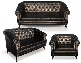 ASKONT Chesterfield Bristol Antique Black pohovka 3M