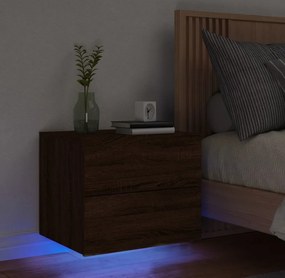 vidaXL Nástěnný noční stolek s LED osvětlením [836816] Barva: hnědý dub