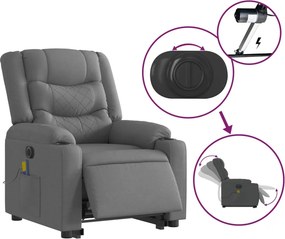 Elektrické zvedací masážní polohovací křeslo tmavě šedé textil 3206583