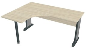 Stůl ergo oblouk pravý 160×120/60 cm - Hobis Cross CE 60 P Dekor stolové desky: akát, Dekor lamino podnože: akát, Barva nohou: černá