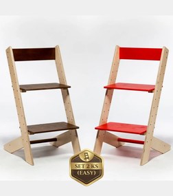 Lucas Wood Style - rostoucí židle EASY LINE zvýhodněný set 2 ks -  ořech + červená