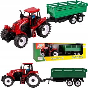 TRAKTOR FARMÁŘSKÝ 47cm S ODNÍMATELNÝM PŘÍVĚSEM + FIGURKA FARMÁŘE