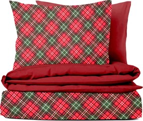 Ervi FLANELOVÉ bavlněné povlečení - Vánoční Tartan/červené