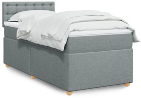 Box spring postel s matrací světle šedá 90x190 cm textil