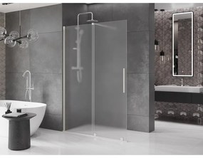 Mexen Velar, sprchová zástěna s posuvnými dveřmi Walk-in 130 x 200 cm, 8mm sklo námraza, broušená ocel, 871-130-000-33-97