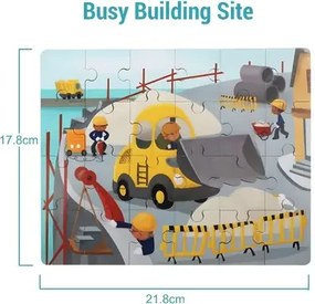 TOP BRIGHT Dřevěné puzzle s hračkou Buldozer / 24 dílků