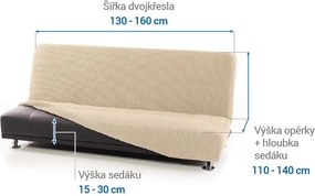 Super strečové potahy NIAGARA smetanová dvojkřeslo s dřevěnými rukojeťmi (š. 130 - 160 cm)