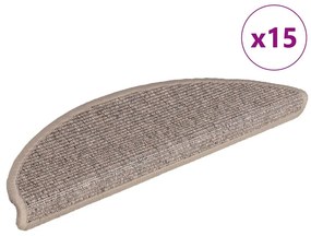 Schodové rohože 15 ks 56 x 17 x 3 cm tmavě béžové, půlkulaté 326896