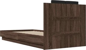 Rám postele s čelem hnědý dub 100 x 200 cm kompozitní dřevo 3209939