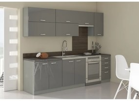 Nábytek Elegance Kuchyňská linka GRÉTA 120/180cm = Dolní skříňky: 80cm dřezová, 40cm zásuvková, Horní skříňky: 80cm plná, 40cm, 60cm digestořová.