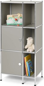 Tchibo - Kovový regál »Cn3 Kids« se 2 dvířky, světle šedá
