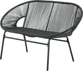 Rattansessel Relaxsessel im Boho-Stil, 132 cm x 72 cm x 83 cm, Schwarz
