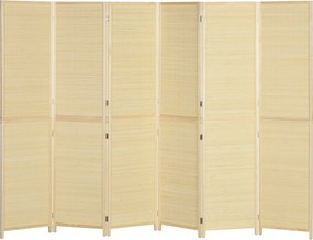 HOMCOM Bambusový pokojový paravan 6 panelů 270 x 180 cm skládací dělicí stěna - Přírodní | Aosom