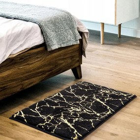Koupelnová předložka protiskluzová/ kobereček mramor se zlatým zdobením, černo-zlatá, 40x60cm