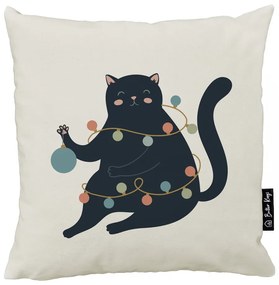 Povlak na polštář s vánočním motivem 45x45 cm Festive Cat – Butter Kings