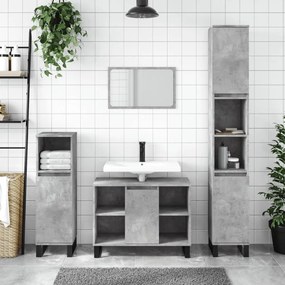 3dílný set koupelnového nábytku betonově šedý kompozitní dřevo