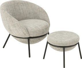Světle šedé lounge křeslo s podnožkou Renon - 72*75*70 cm