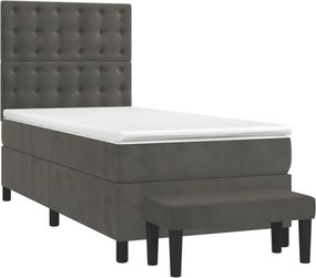 Box spring postel s matrací tmavě šedá 100x200 cm samet 3138068