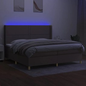 Box spring postel s matrací a LED taupe 200x200 cm textil 3138825