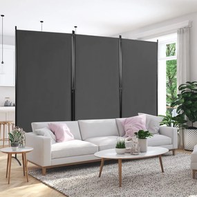 Costway 3 panelový dělič pokojů Skládací látková zástěna – 260 × 183 cm, šedá