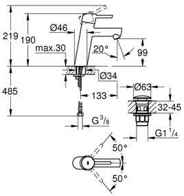 Grohe Concetto Umyvadlová baterie, velikost M, chrom 23932001