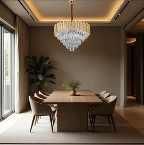 Toolight Závěsné LED osvětlení Crystal Modern D6 G053-CP 80CM zlaté