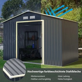 Costway Kůlna na nářadí kovová prodloužená kůlna na nářadí uzamykatelná