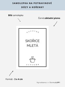 Samolepka na kořenky SKOŘICE MLETÁ bílá 3 × 4 cm základní písmo