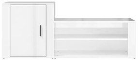 Botník bílý s vysokým leskem 130x35x54 cm kompozitní dřevo - Default Title