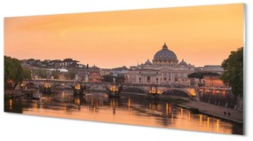 akrylový obraz řeka Řím Sunset mosty budovy 120x60 cm