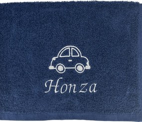 Ručník Auto s vlastním jménem nebo textem Barva: Tmavě modrá, Velikost ručníku: 30x50cm
