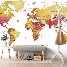 Tapeta mapa světa v barvách - 225x150 cm